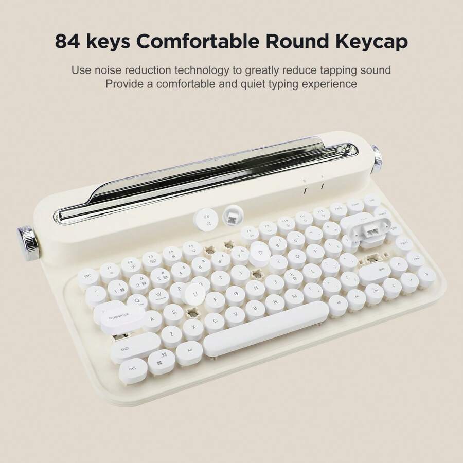 YUNZII ACTTO B305 Wireless Typewriter Keyboard, Retro BT Aesthetic ...