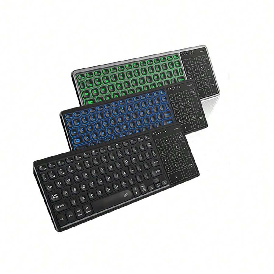 7-Colors Backlit Wireless Keyboard with Touchpad Numberic Keypad ...