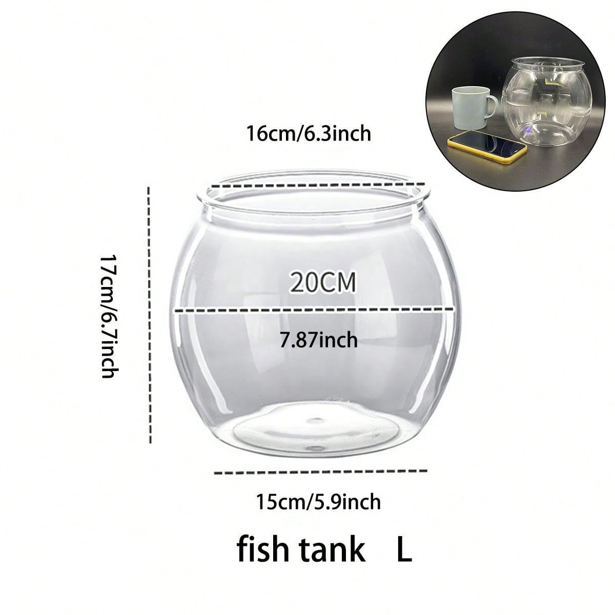 1pc Round Plastic Transparent Fish Tank - Goldfish Tank Desktop Living ...