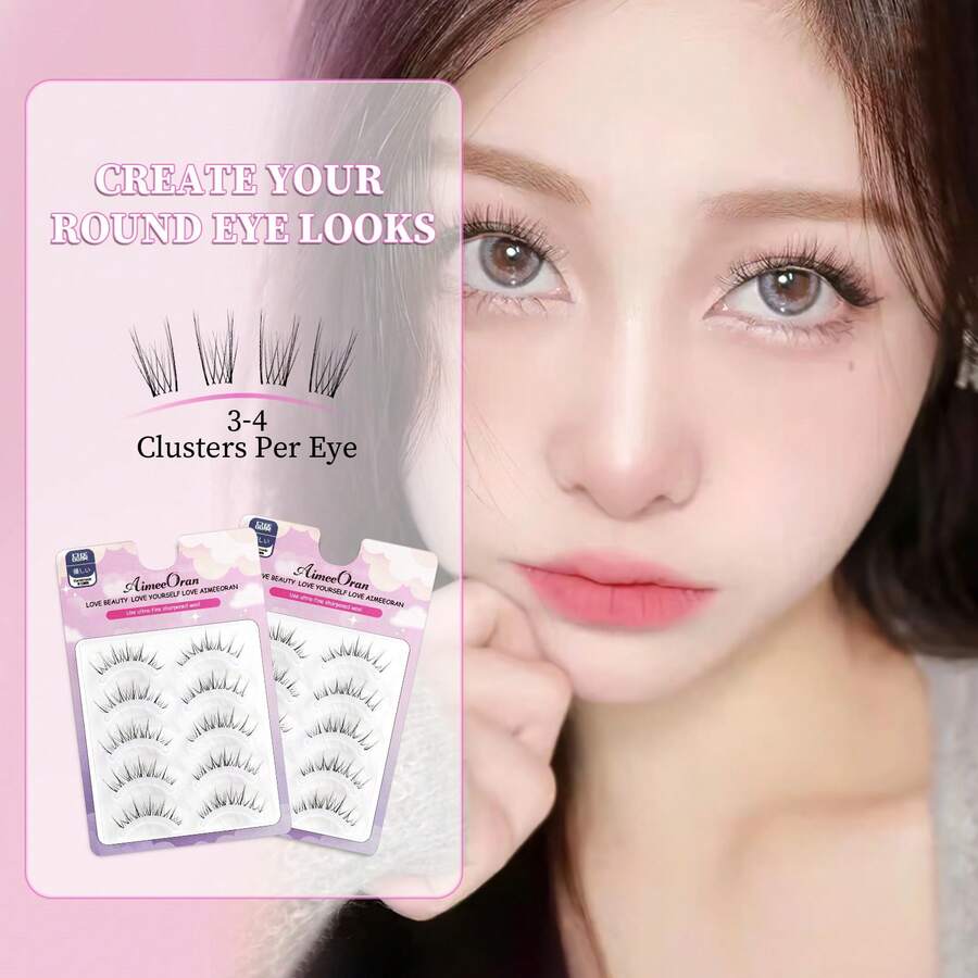 5 Pairs False Eyelashes Pack Lengthening Eyelashes Tail 3D Effect ...