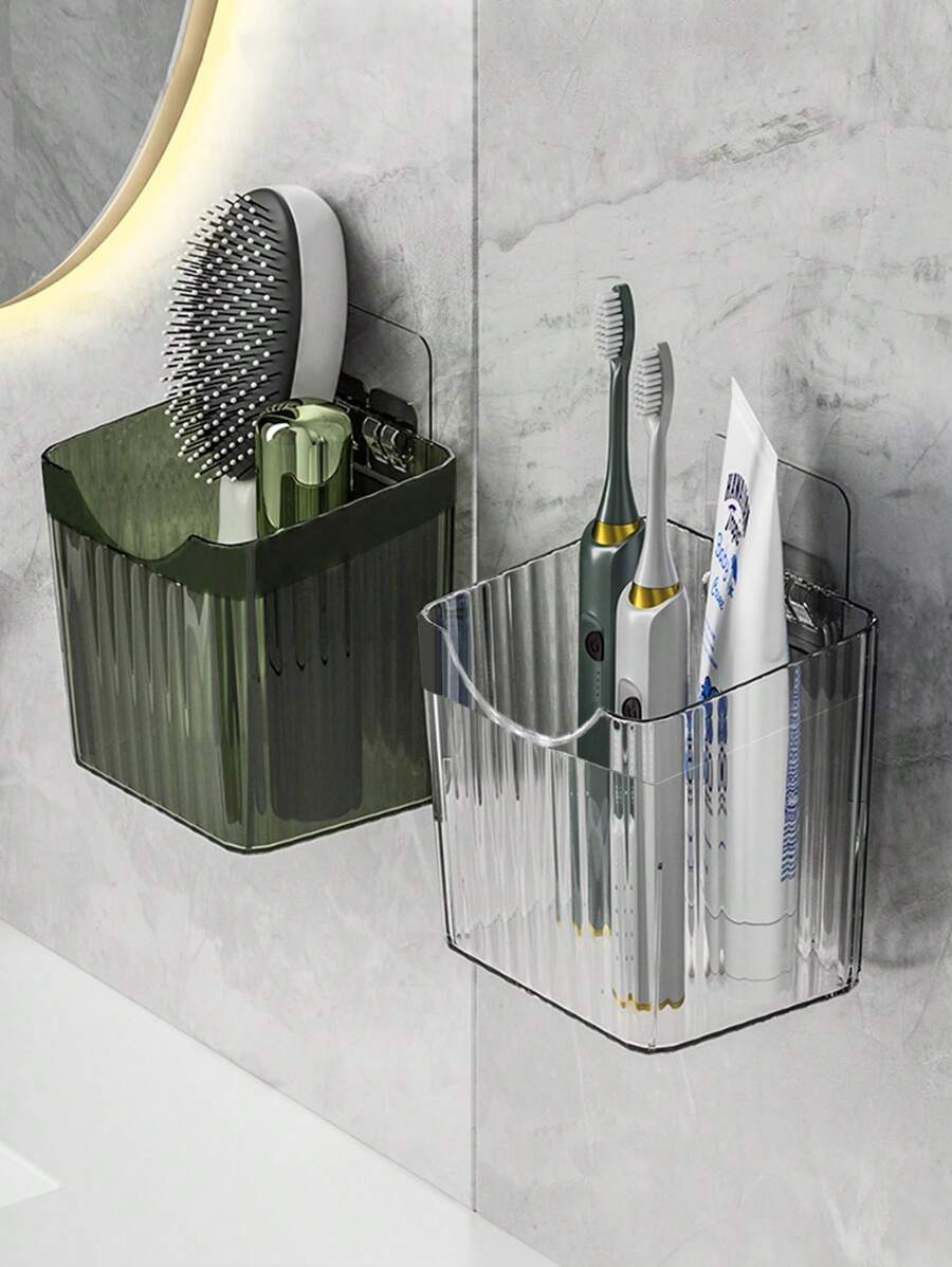 1pc Bathroom Toothbrush Toothpaste Comb Holder With Wall Mounted ...