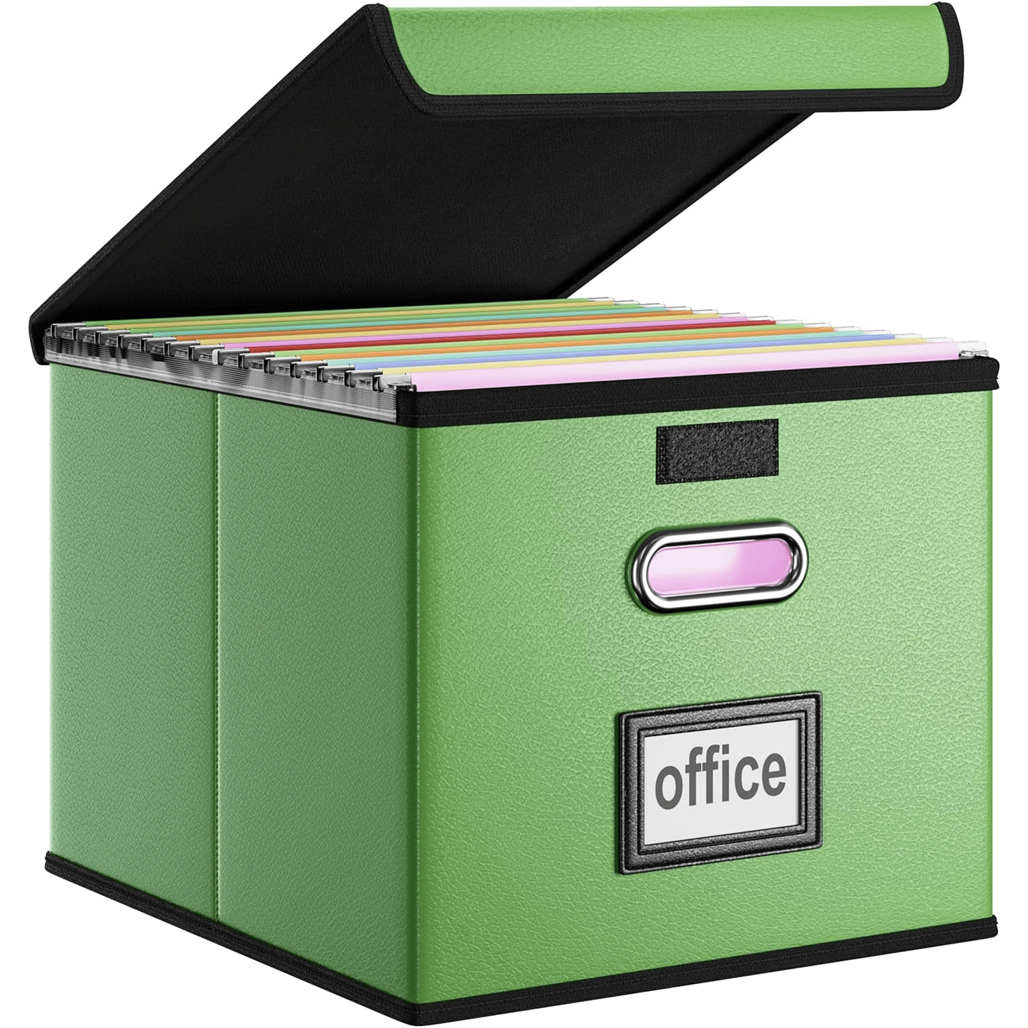 Upgraded File Organizer Box With Lid, Collapsible Faux Leather Hanging ...