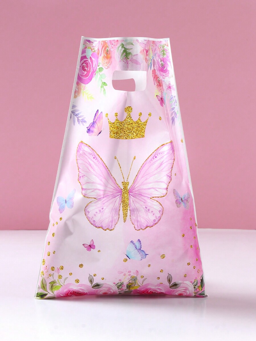 50pcs Pink Butterfly Handbag Gift Bag, Butterfly Birthday Party Gift ...