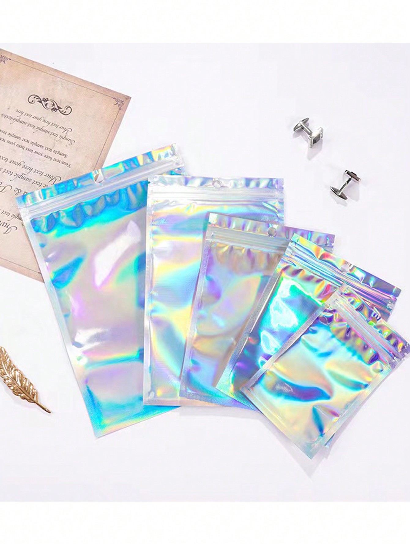 1set/10pcs Laser Bags Self-sealing Magic Color Zip Lock Bag Aluminum ...