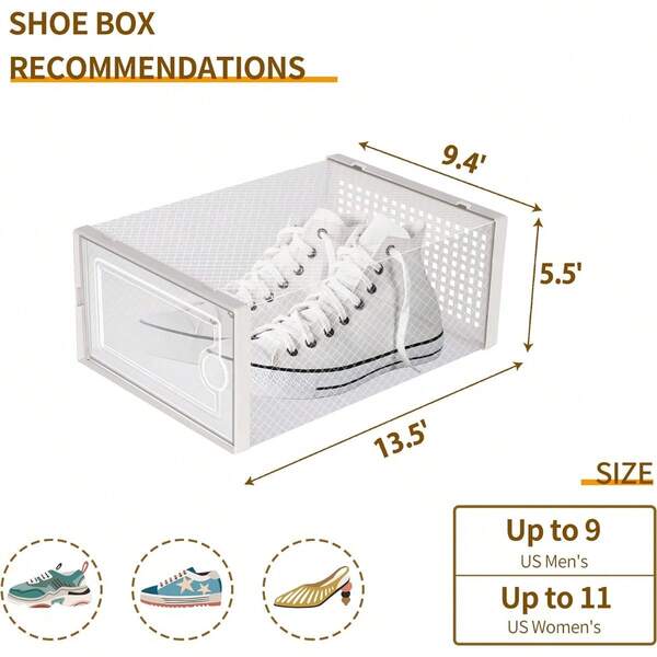 Large 15 Pack Shoe Storage Organizer Boxes, Clear Shoe Boxes Stackable ...