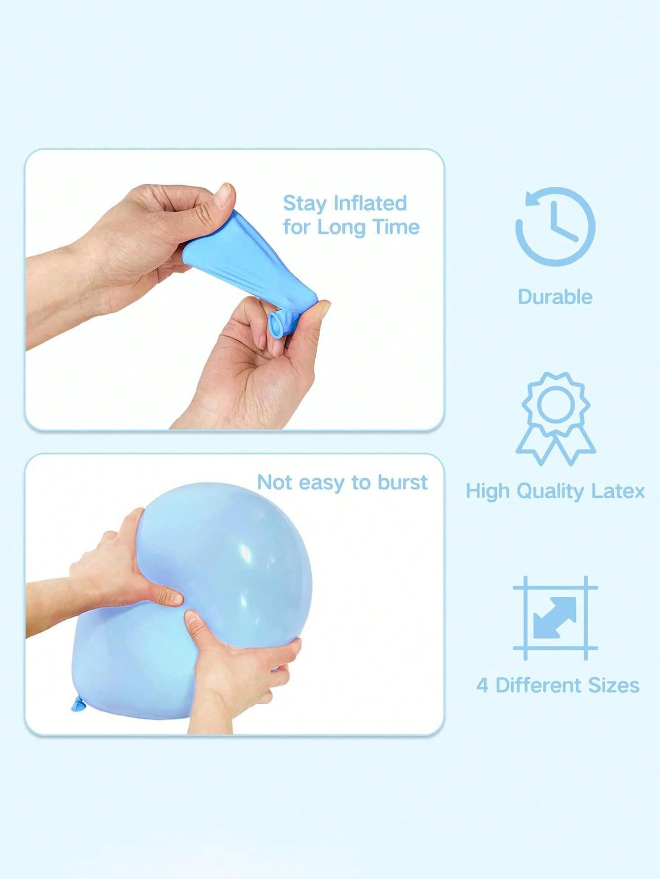 105-110 Piezas Globos De Látex Azul Claro Al Azar En Diferentes Tamaños ...