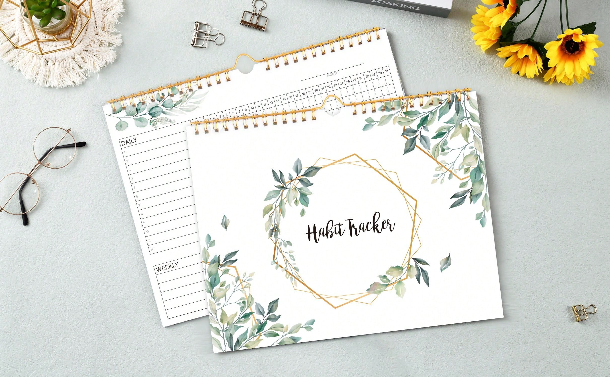 Trees Habit Tracker Calendar Spiral Binding Habit Journal with 12 ...