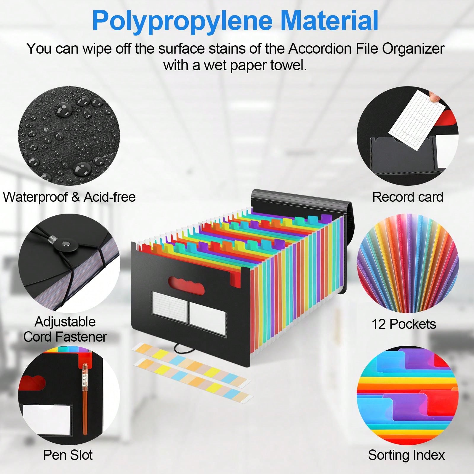 24 Pocket Accordion File Organizer, Plastic Expandable File Folder ...