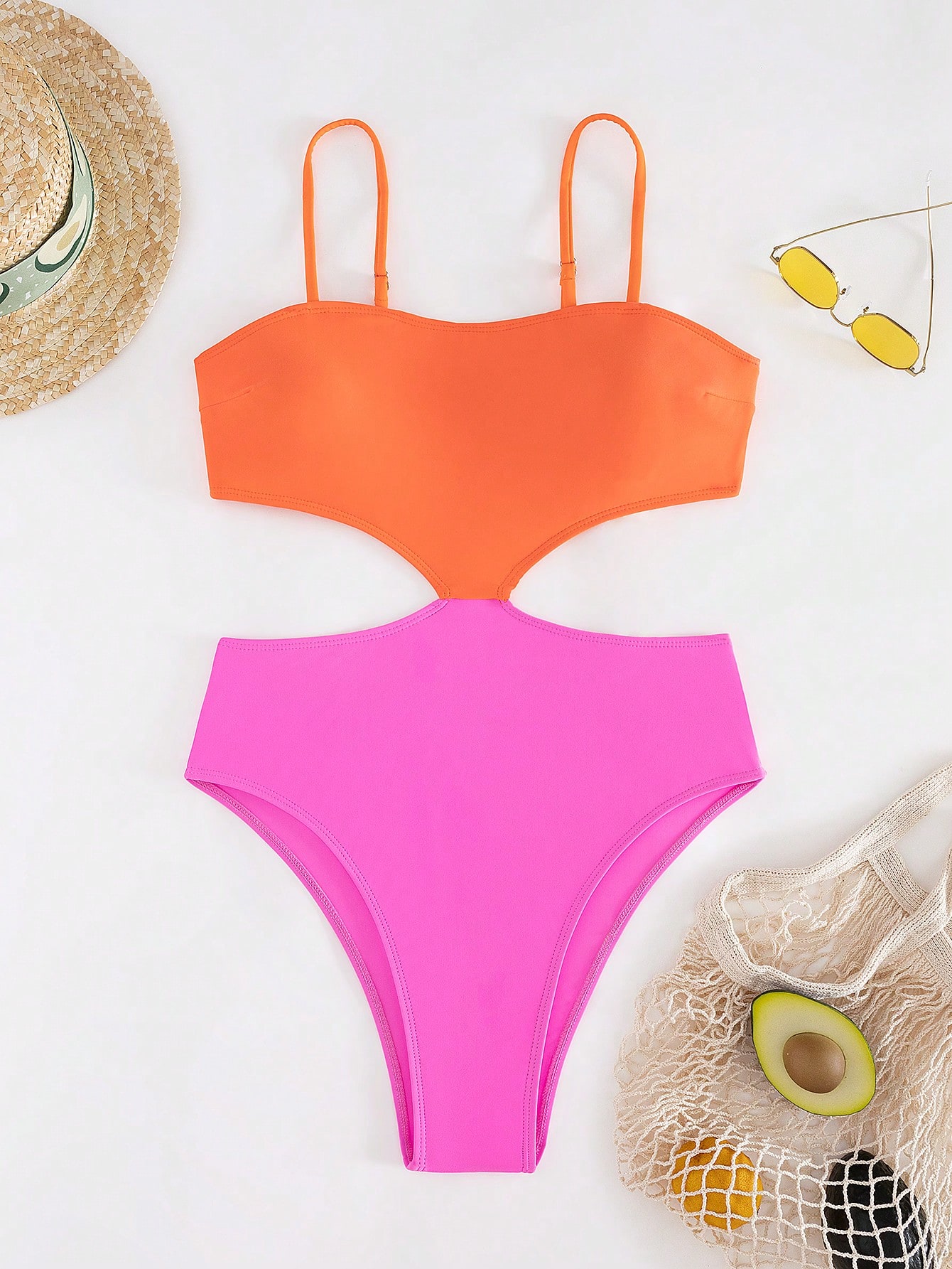Women'S Colorblock Hollow Out Strap One Piece Swimsuit for Sale ...