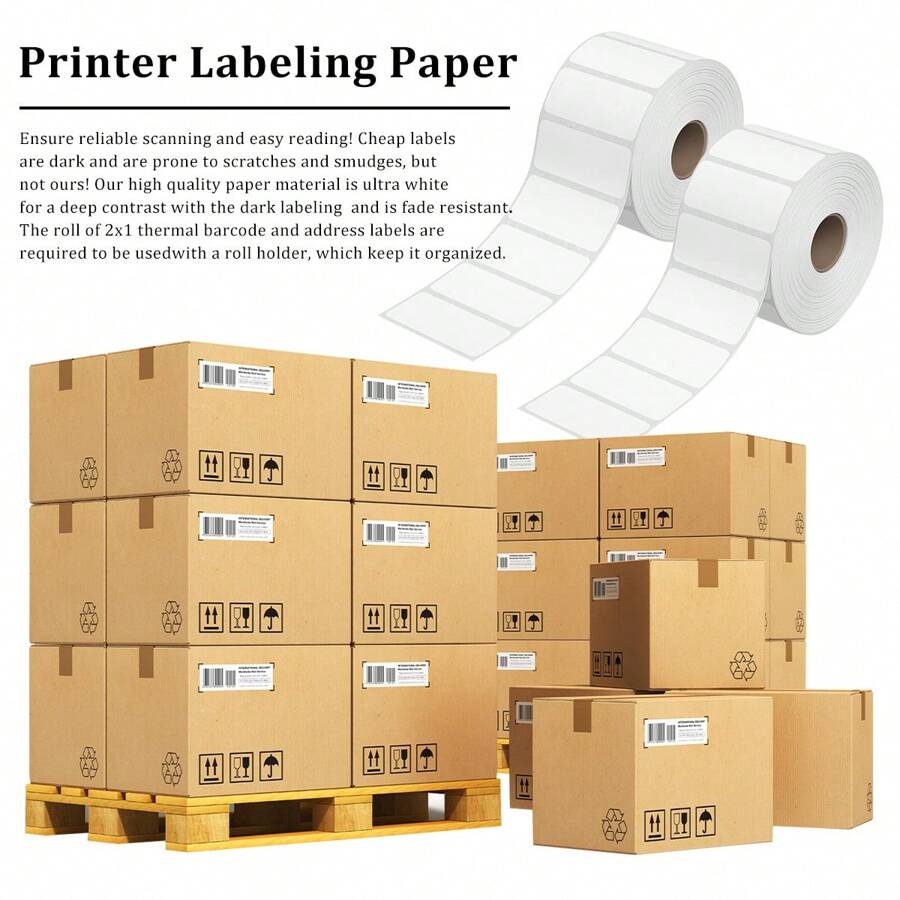 Thermal label paper 2x1(50*30mm) Barcode Labels - Roll of 1,000 Thermal ...