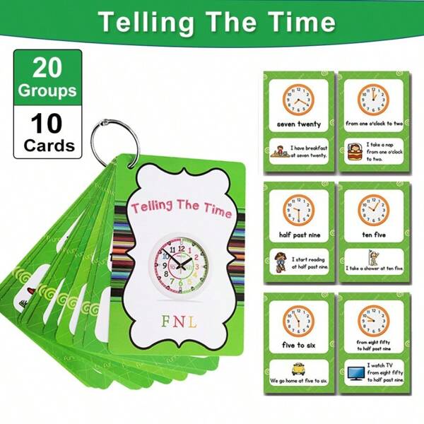 20 Groups of Telling The Time English Grammar Learning FlashCards ...