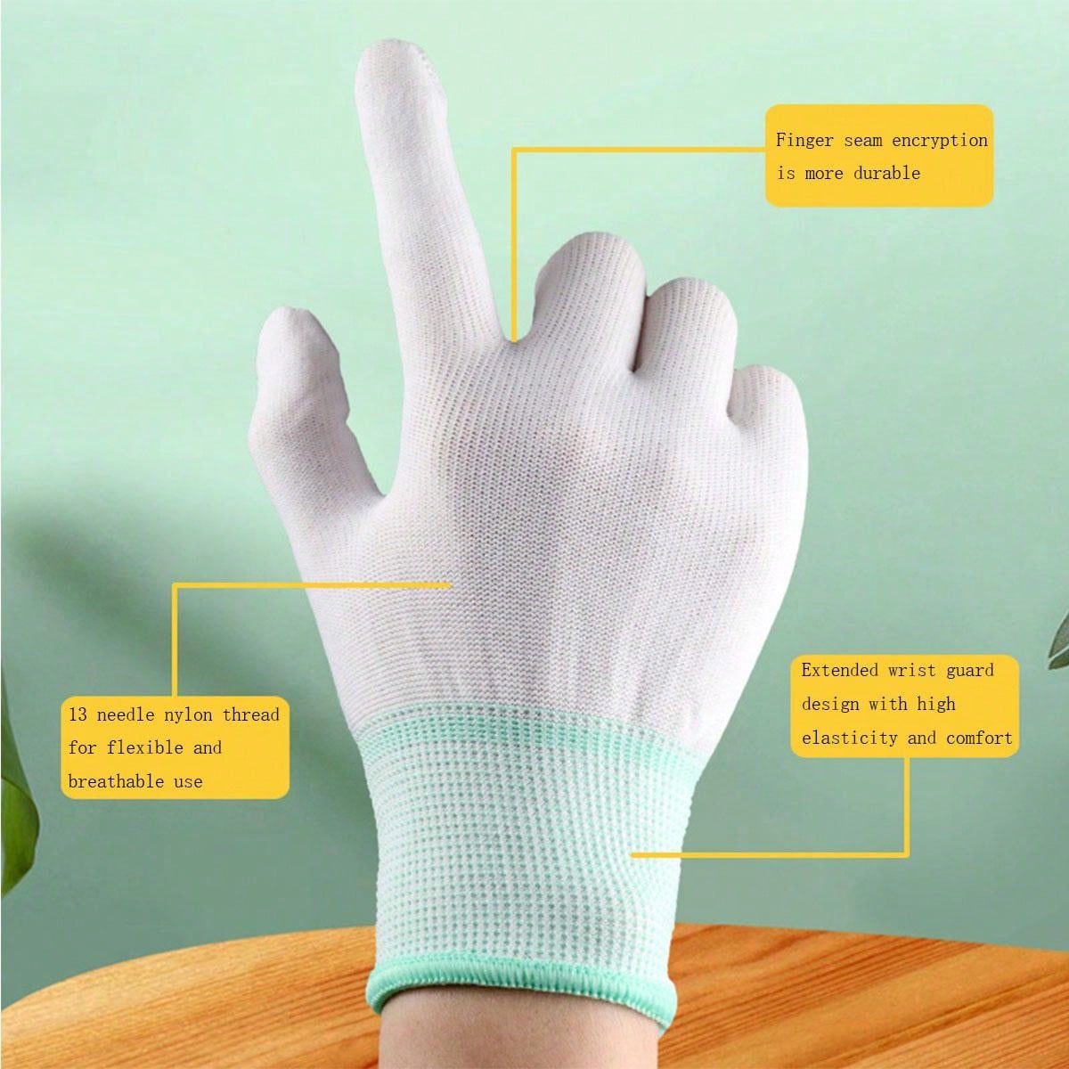 12 Pairs Of 13 Gauge Nylon Work Gloves, Breathable And Durable, Anti ...
