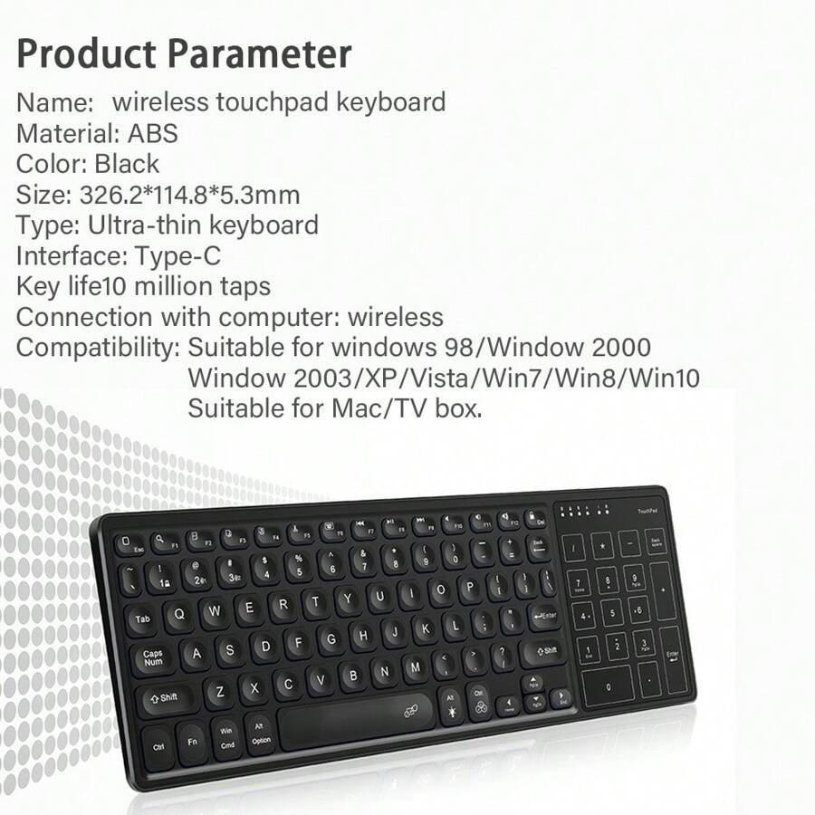 7-Colors Backlit Wireless Keyboard with Touchpad Numberic Keypad ...