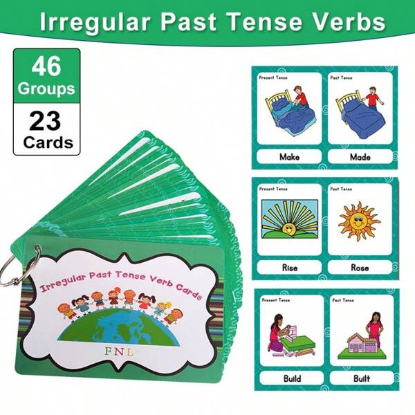 46 Groups Irregular Verbs English Grammar Words Learning Flash Cards ...