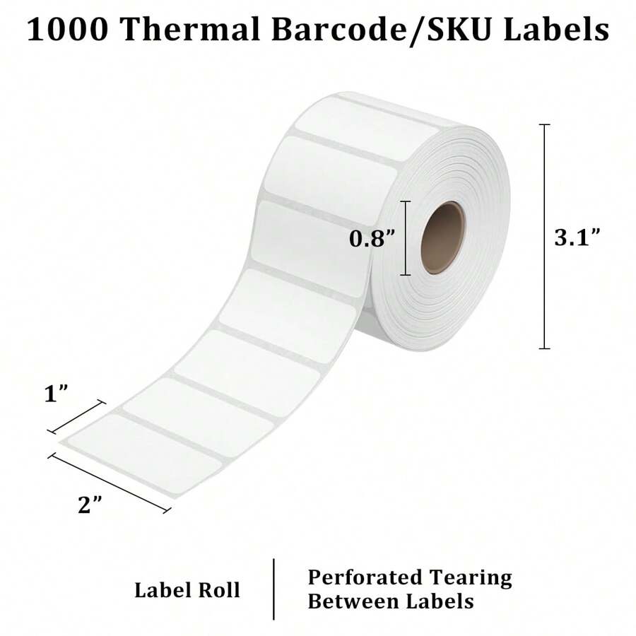 Thermal label paper 2x1(50*30mm) Barcode Labels - Roll of 1,000 Thermal ...