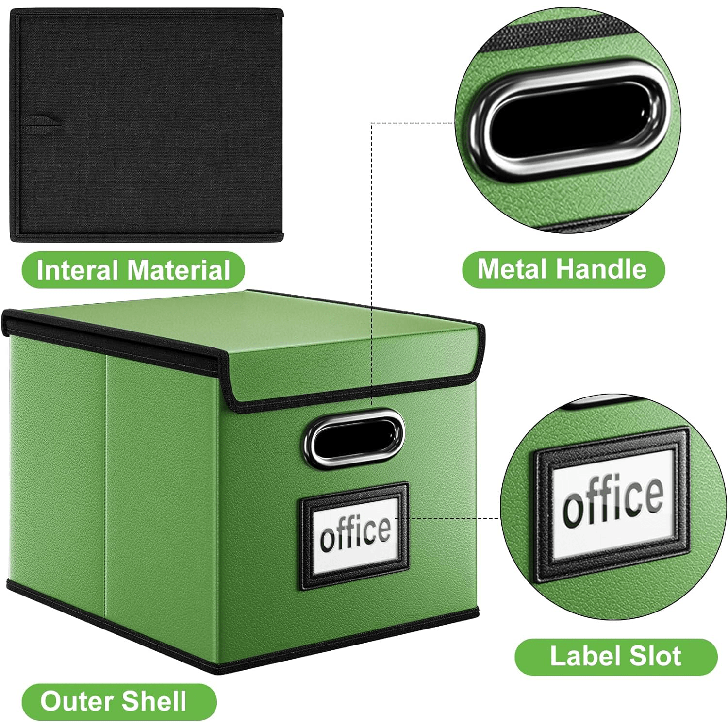 Upgraded File Organizer Box With Lid, Collapsible Faux Leather Hanging ...