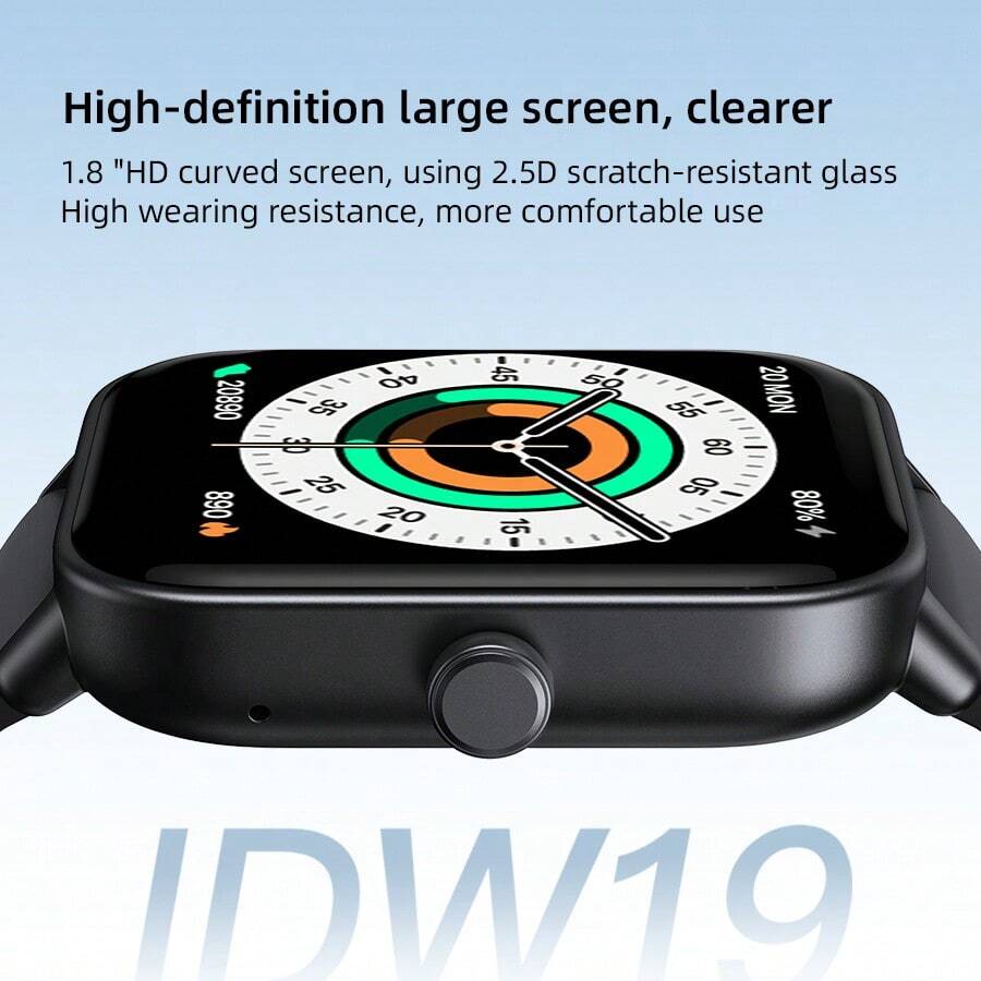 スマートウォッチ Idw19 1.8インチ Alexa対応 通話可能 ヘルスモニター搭載 心拍数・血中酸素濃度測定可能 Ip68防水 Ios ...