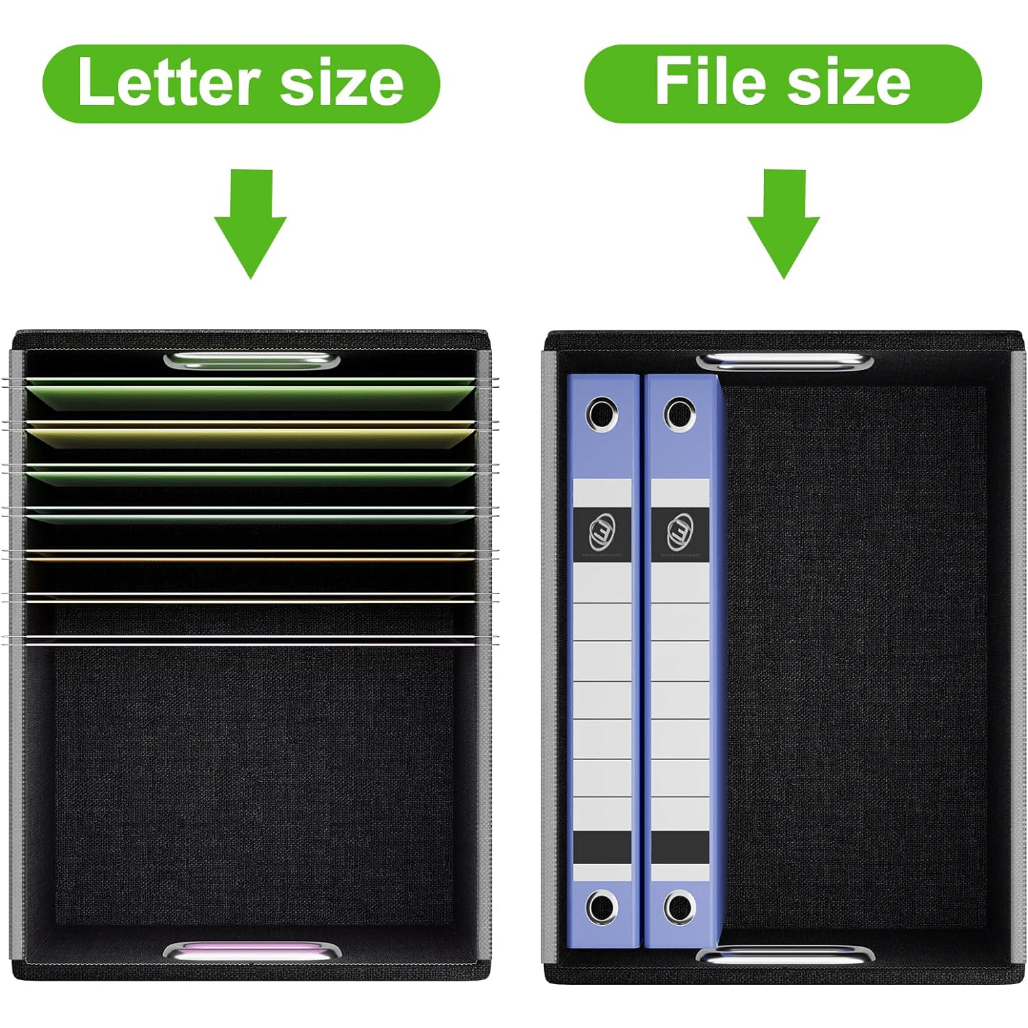 Upgraded File Organizer Box With Lid, Collapsible Faux Leather Hanging ...