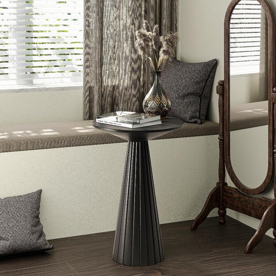 COZAYH Small Pedestal End Table Round Farmhouse Martini Table Wood ...