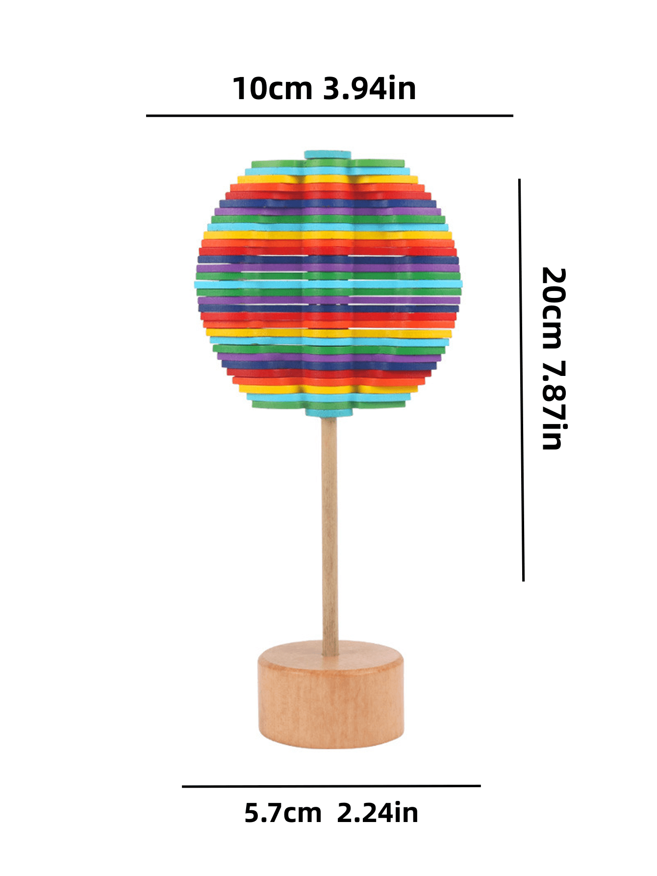 Stress Relief Lollipop Shaped Wooden Fidget Toy With Fibonacci Spiral ...