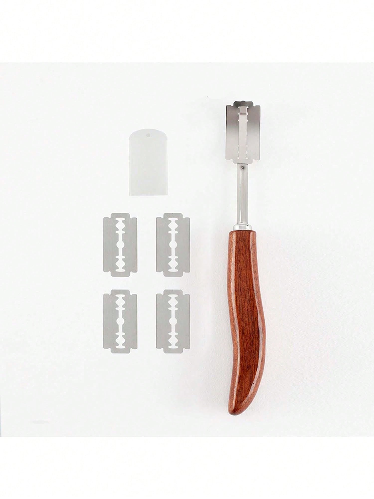 Stainless steel bread cutter European Dough trimmer with curved wooden ...