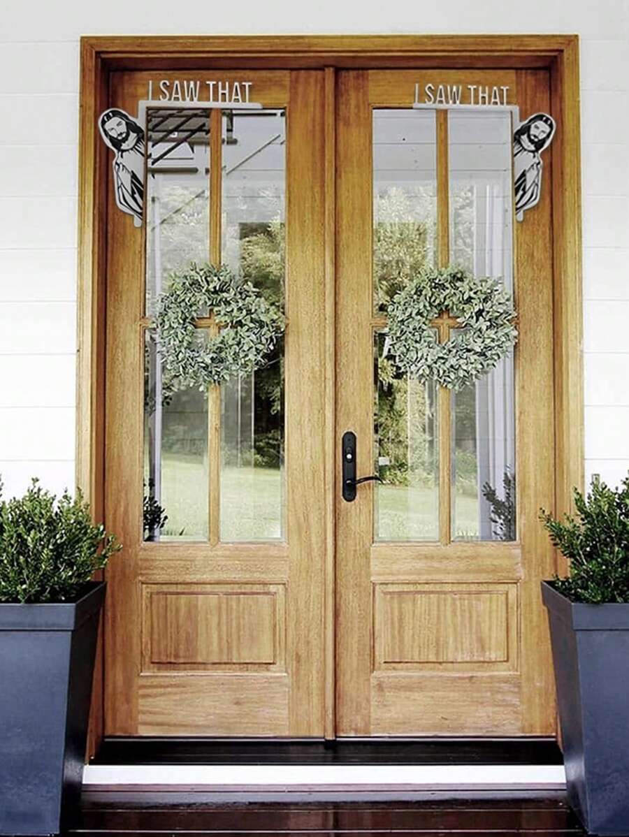 1pc Wooden Jesus Door Frame Decoration 'i Saw That' Design Door Hanger ...