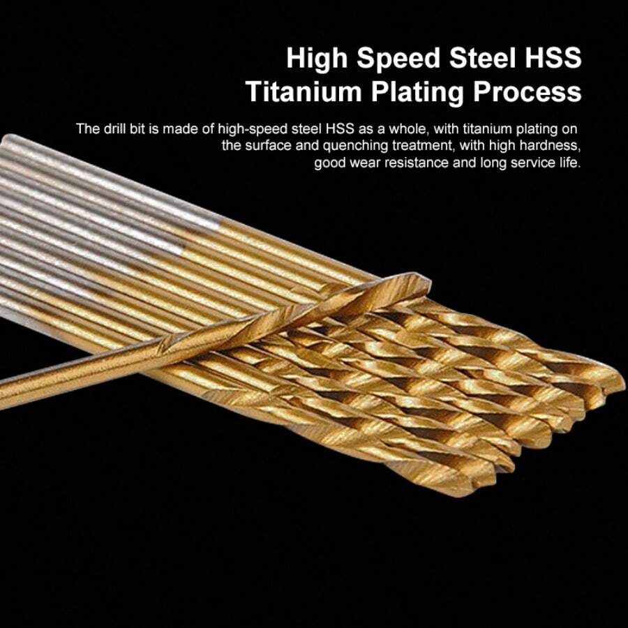 50pcs Gold-Tone Straight Shank Twist Drill Bit For Manual & Electric ...
