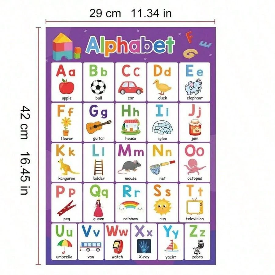 1pc Alphabet Abc Poster For Wall Hanging, Educational Chart For Kids ...