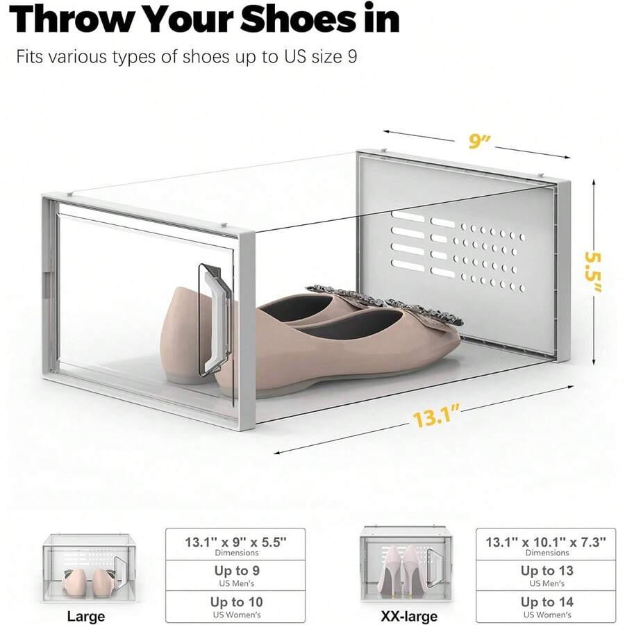 12 Pack Shoe Storage Box, Shoe Organizer for Closet, Clear Plastic ...