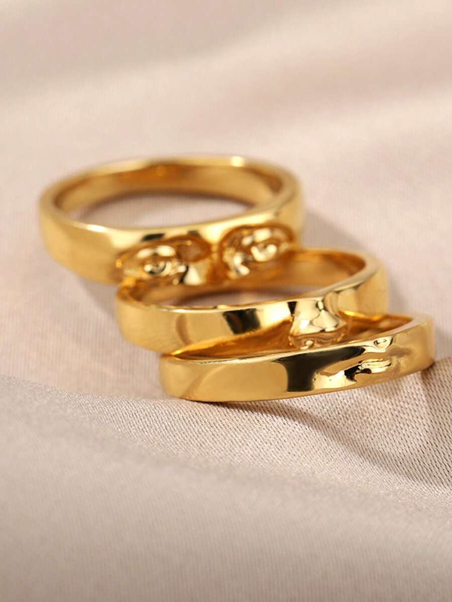 1 Set Face Rings, Vintage Copper Plated Punk Ins Style Face Rings Set ...