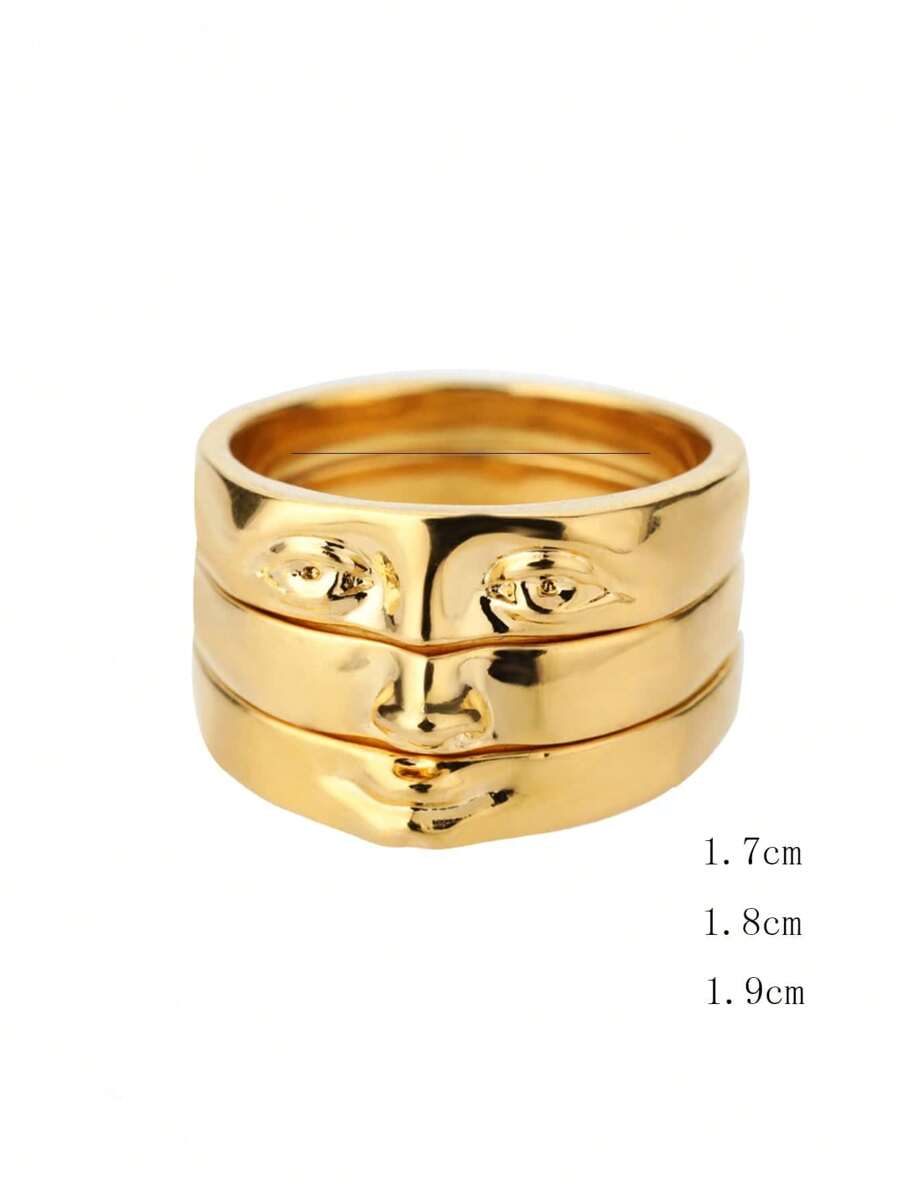 1 Set Face Rings, Vintage Copper Plated Punk Ins Style Face Rings Set ...
