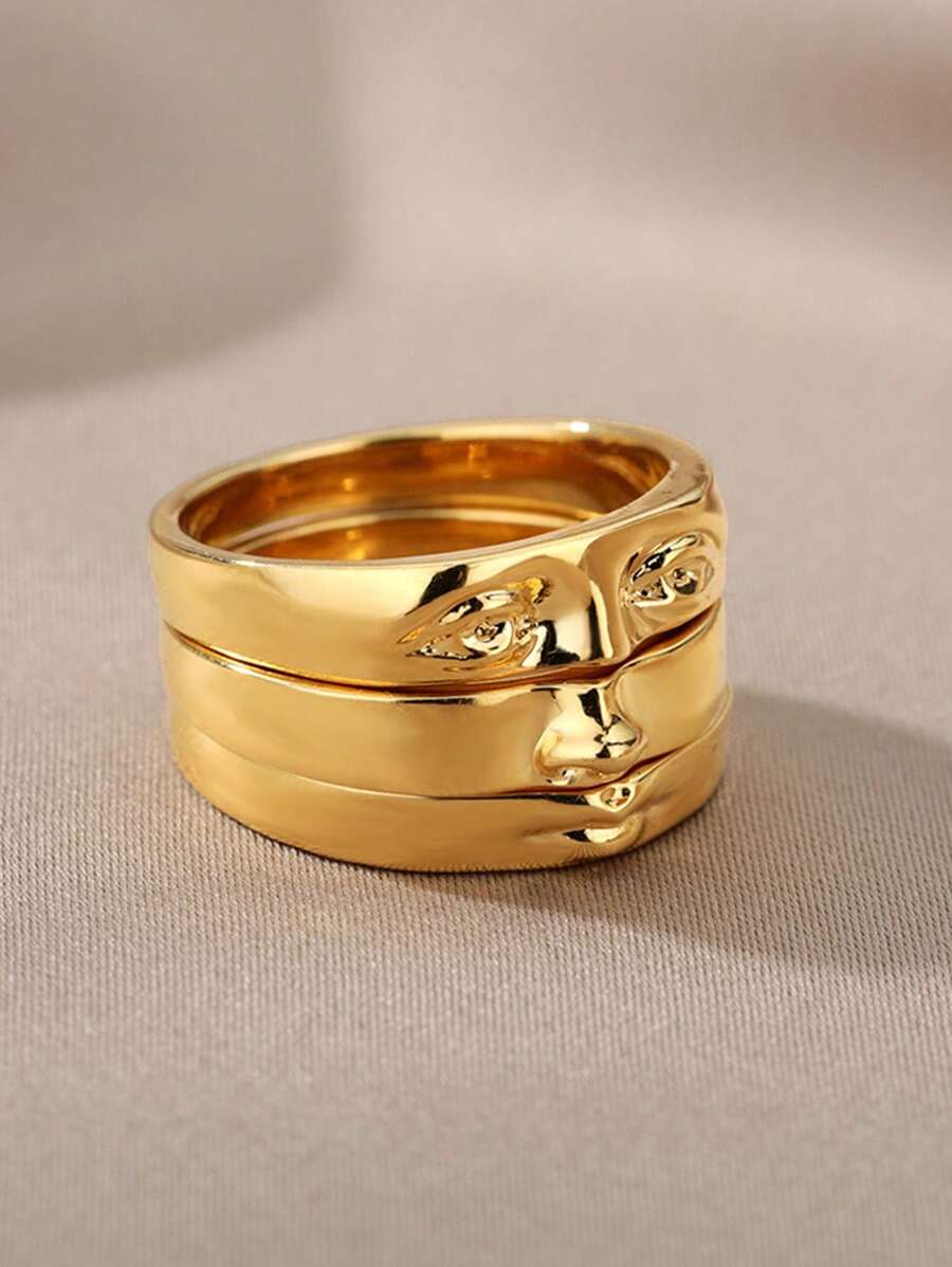 1 Set Face Rings, Vintage Copper Plated Punk Ins Style Face Rings Set ...