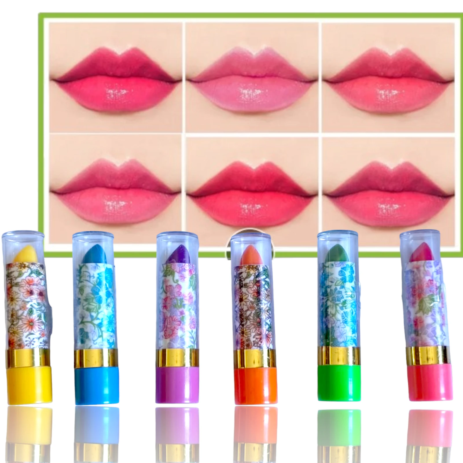 Magic Lipstick Kit Of 6 Different Shades With Aloe Vera Is Thermal And ...