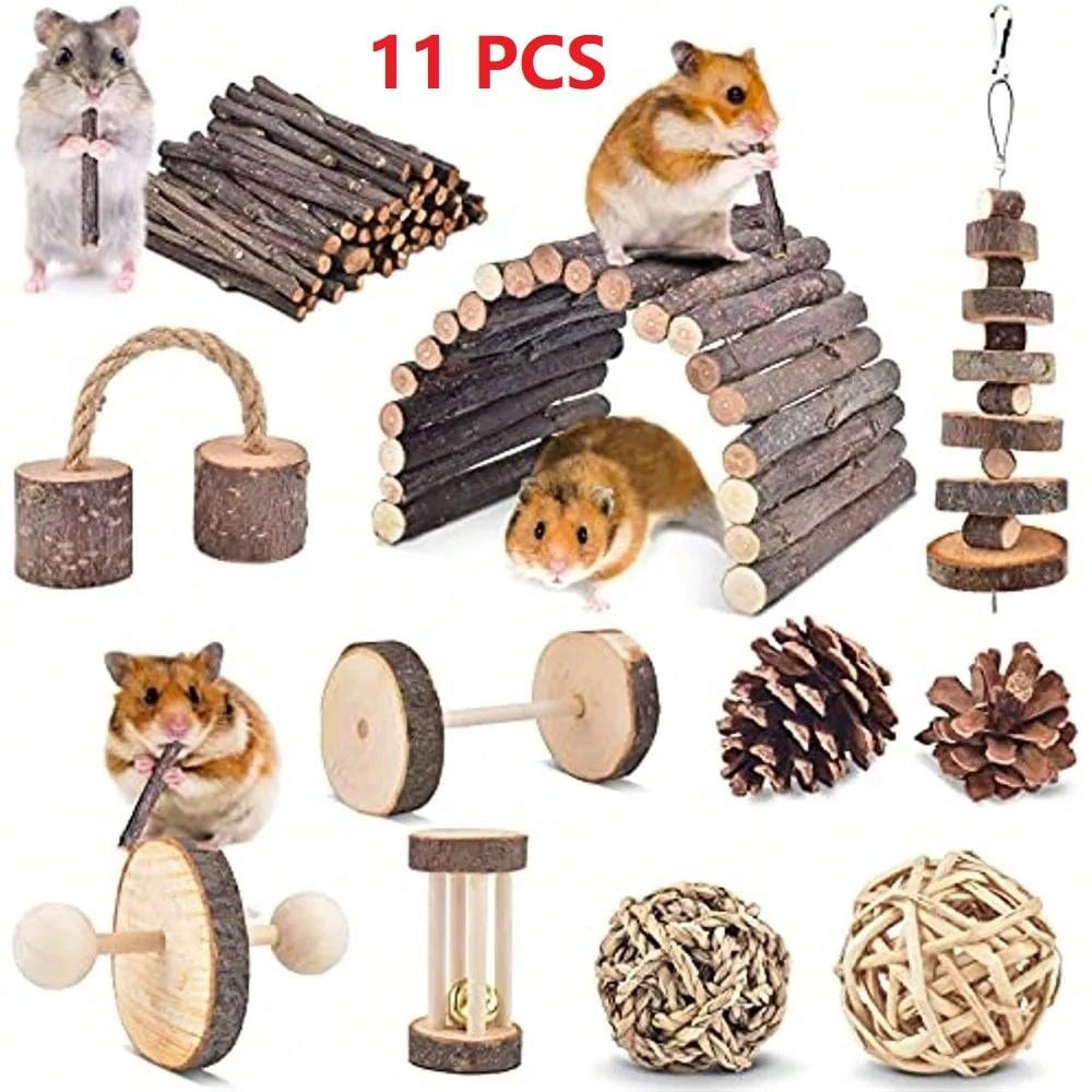 Conjunto de 11 brinquedos para Hamster, Brinquedos de Roer de Animal ...