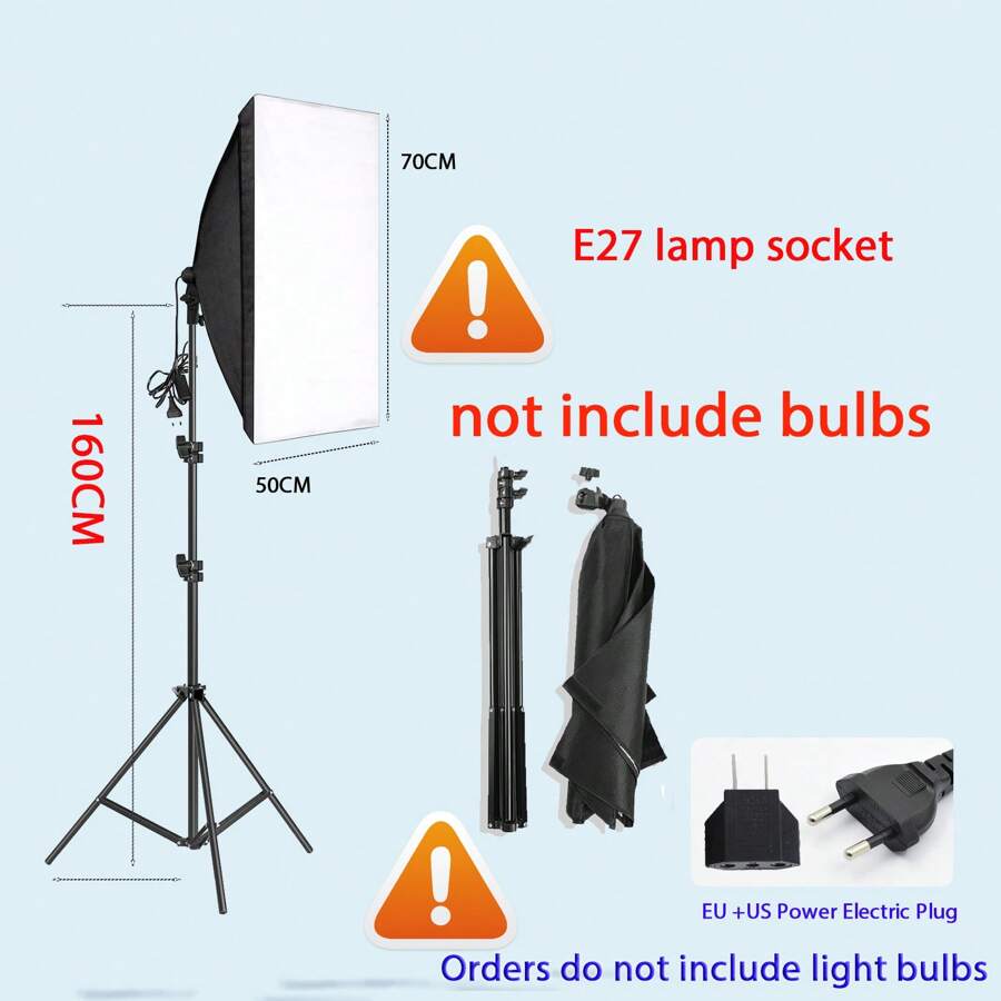 US/EU plug adapters NO Bulb Professional Photography softbox Lighting ...