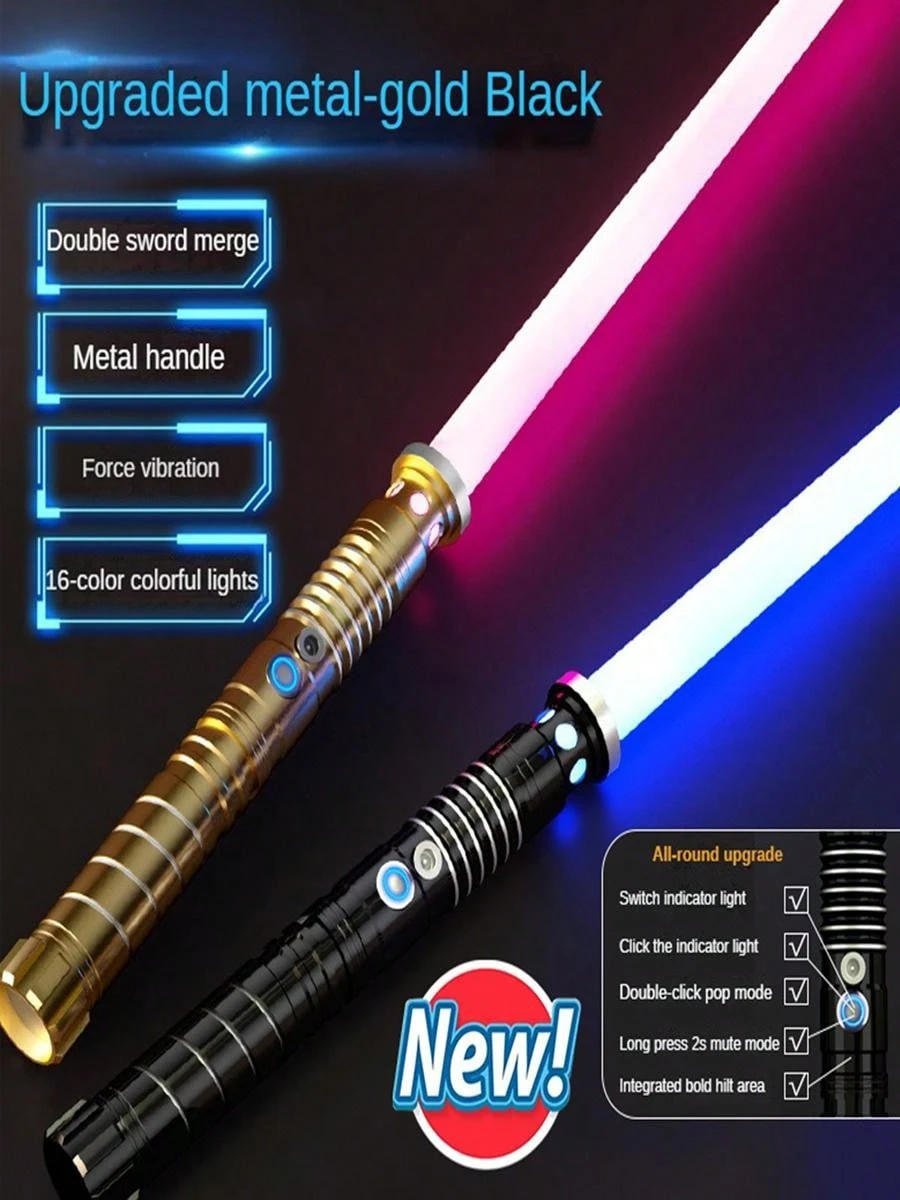 Metal Lightsaber RGB 16 Colors Change, Light Sword Toy USB Rechargeable ...