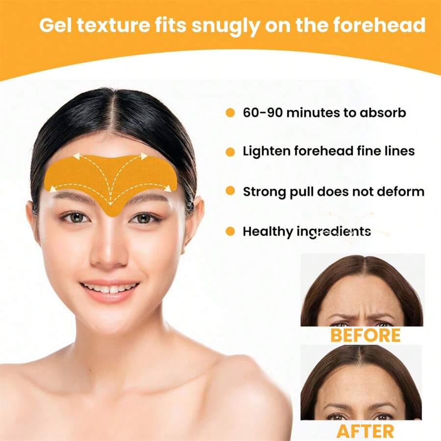 10pcs Yellow Forehead Lift & Wrinkle Reduction Patch, Anti-aging Face ...