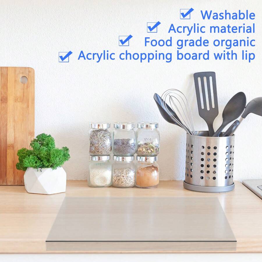 Acrylic Cutting Board Transparent Cutting Board With Lip Edge 33x45cm ...