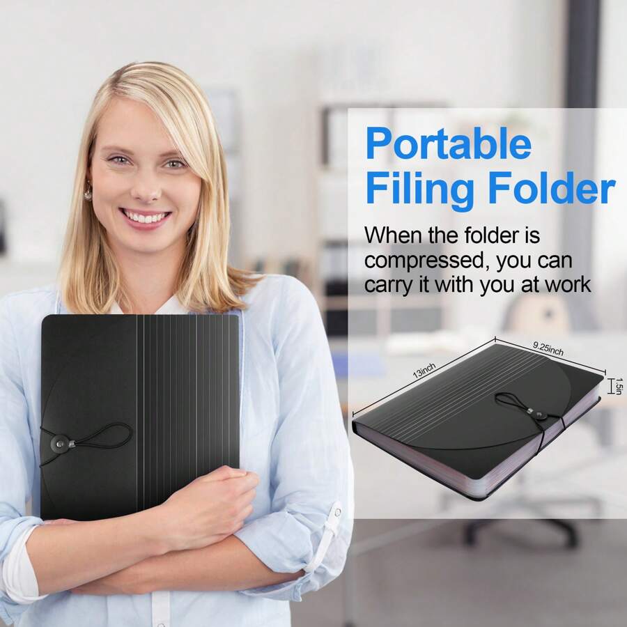 24 Pocket Accordion File Organizer, Plastic Expandable File Folder ...