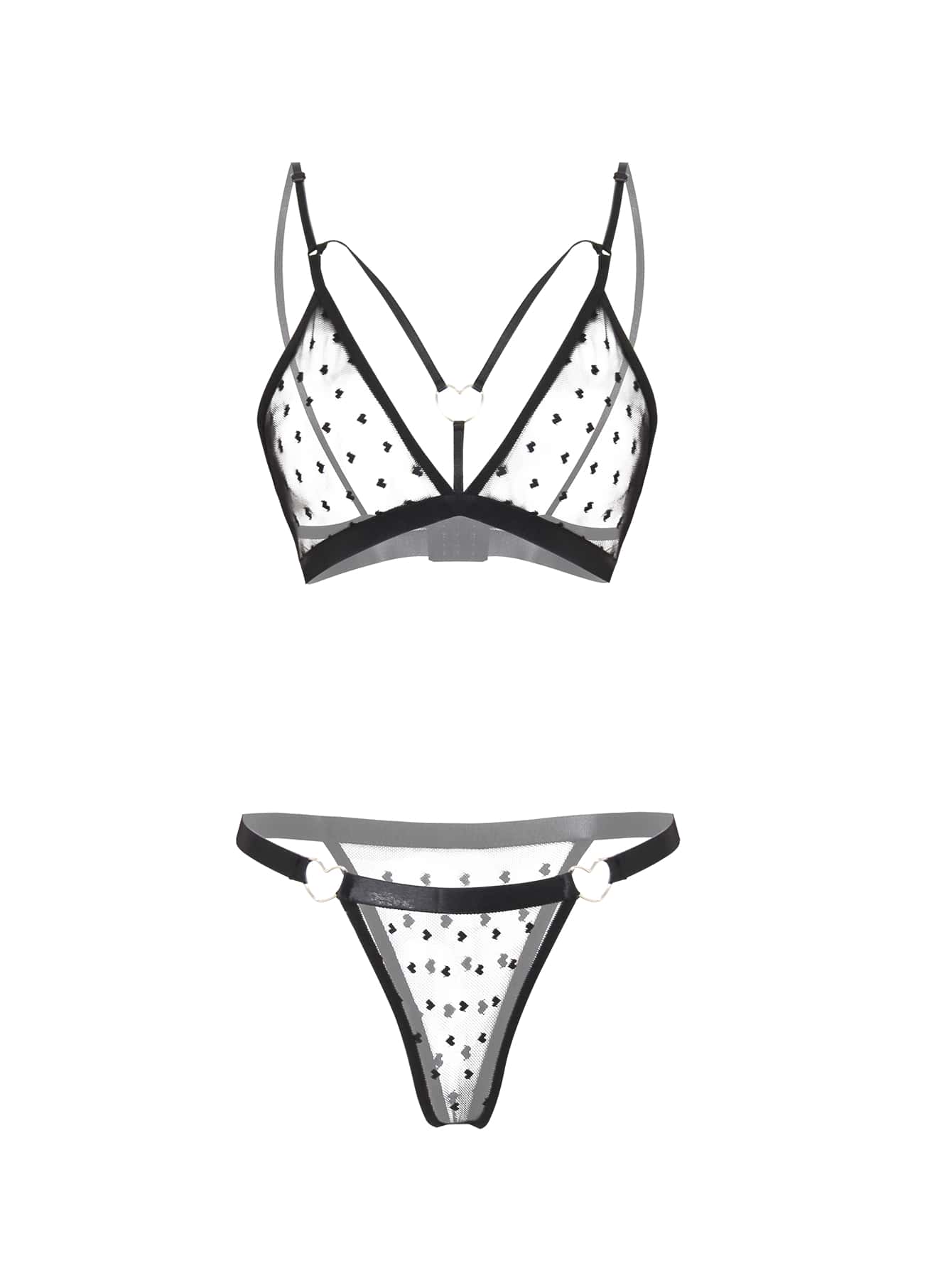 Sexy Lingerie Set Heart Shape Lace See Through Underwear Shein Usa