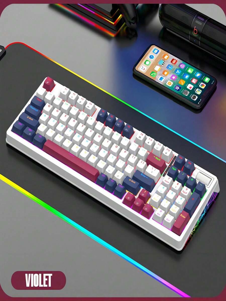 96% Key Layout Design Semi-Transparent Rgb Backlit Usb Wired Mechanical ...