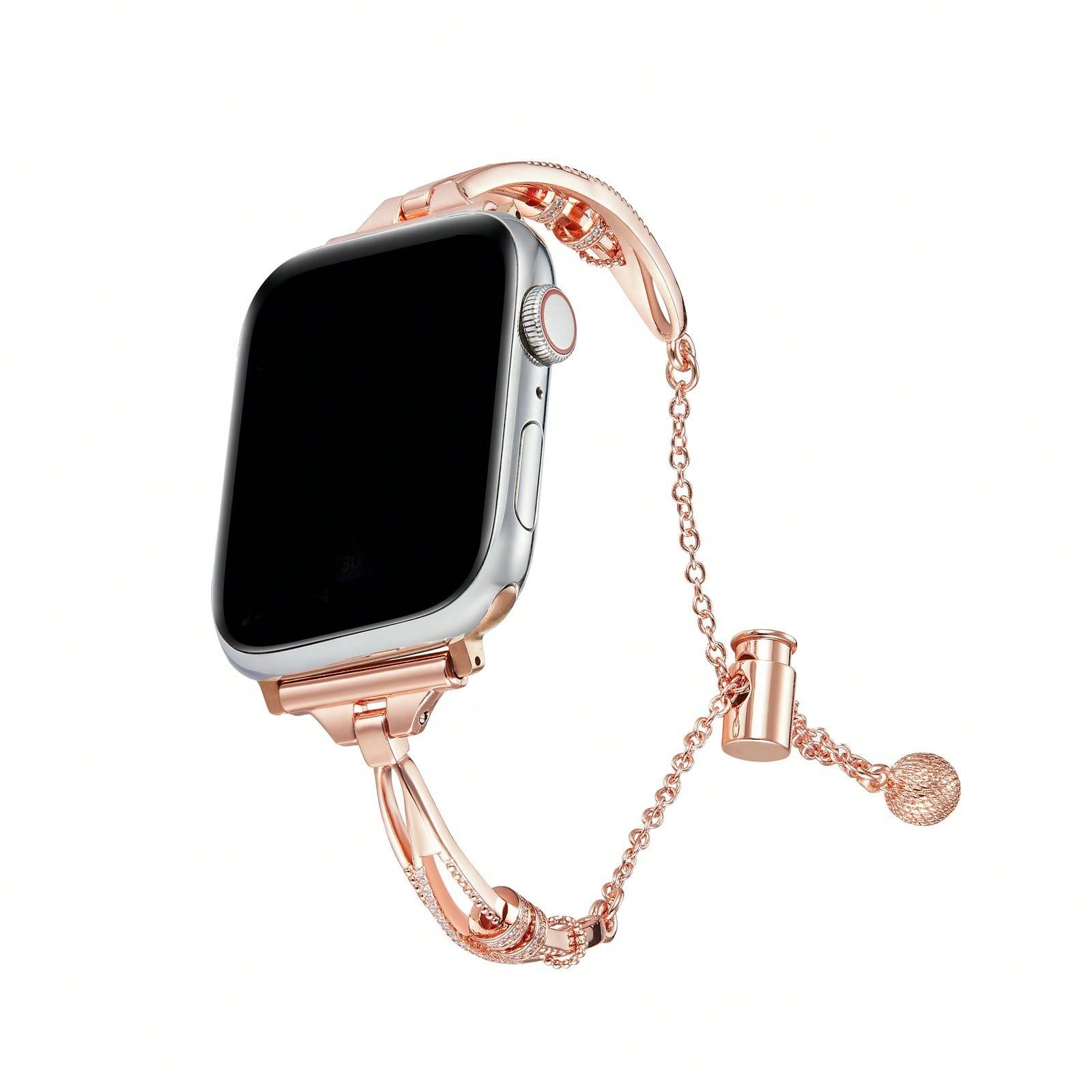 1pc Apple Watch Band With Apple Logo & Rhinestone Decor Circle Design ...