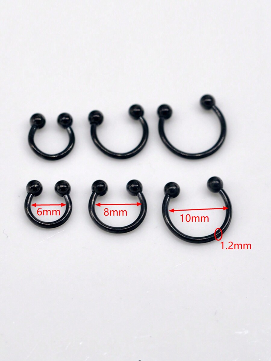 5pcs/set Stainless Steel Piercing Nose Rings For Men & Women Spiral ...