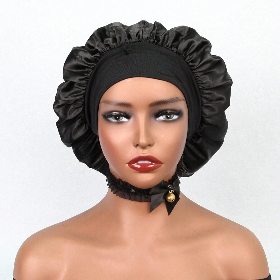 1pc Newly Satin Night Hair Cap Women's Solid Sleeping Hat Sleep Care ...