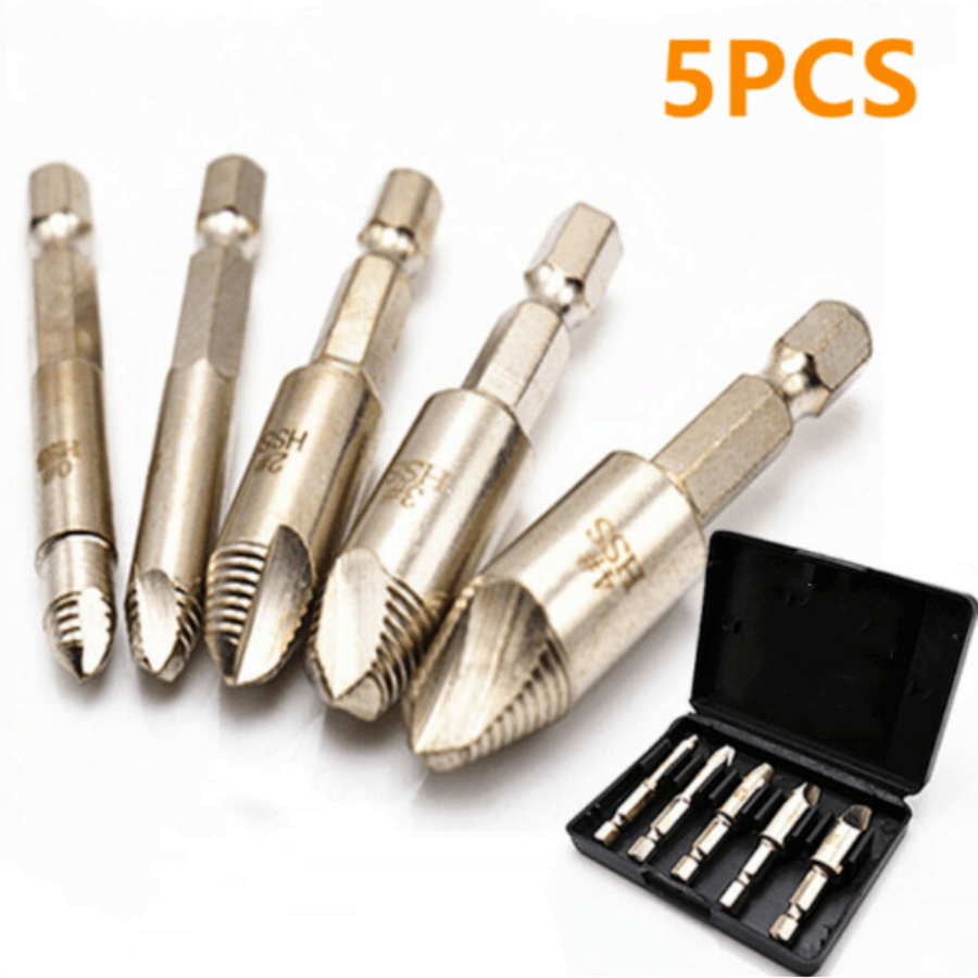 Hex Shank Extractor 5-Piece Screw Extractor Set - Broken Screw Remover ...