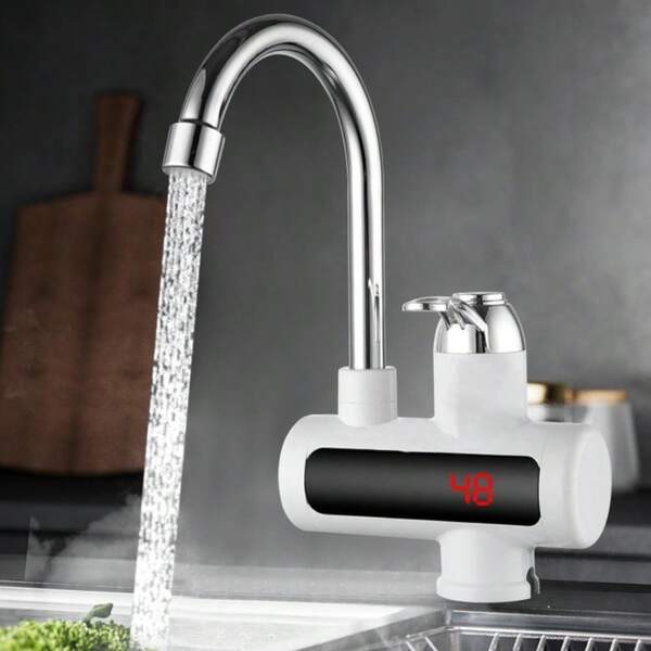 1 European standard plug-in white electric faucet, quick heating faucet ...