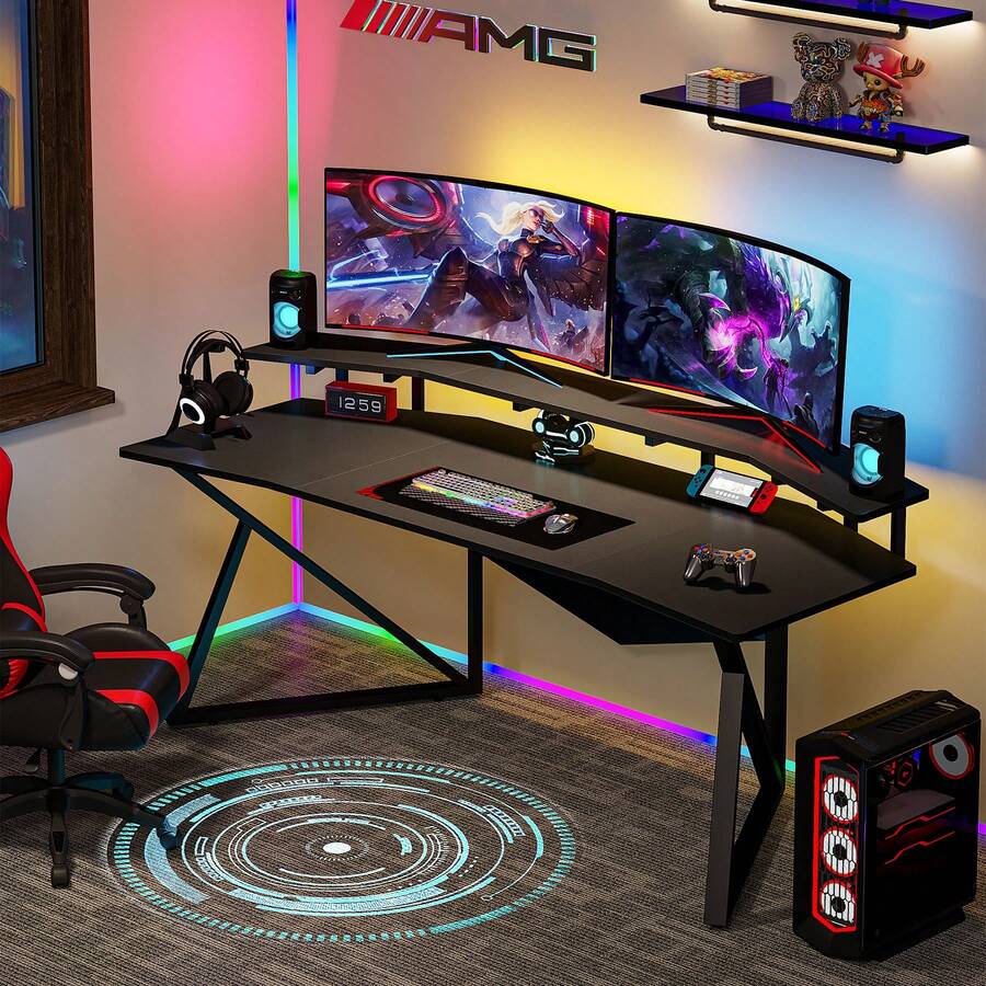 Tribesigns Computer Desk, 70.9" Large Home Office Desk With Monitor ...