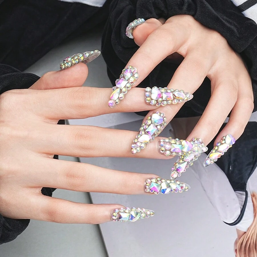 Upgrade Your Look With 10pcs 100% Unique Handmade Nails Long Silver ...