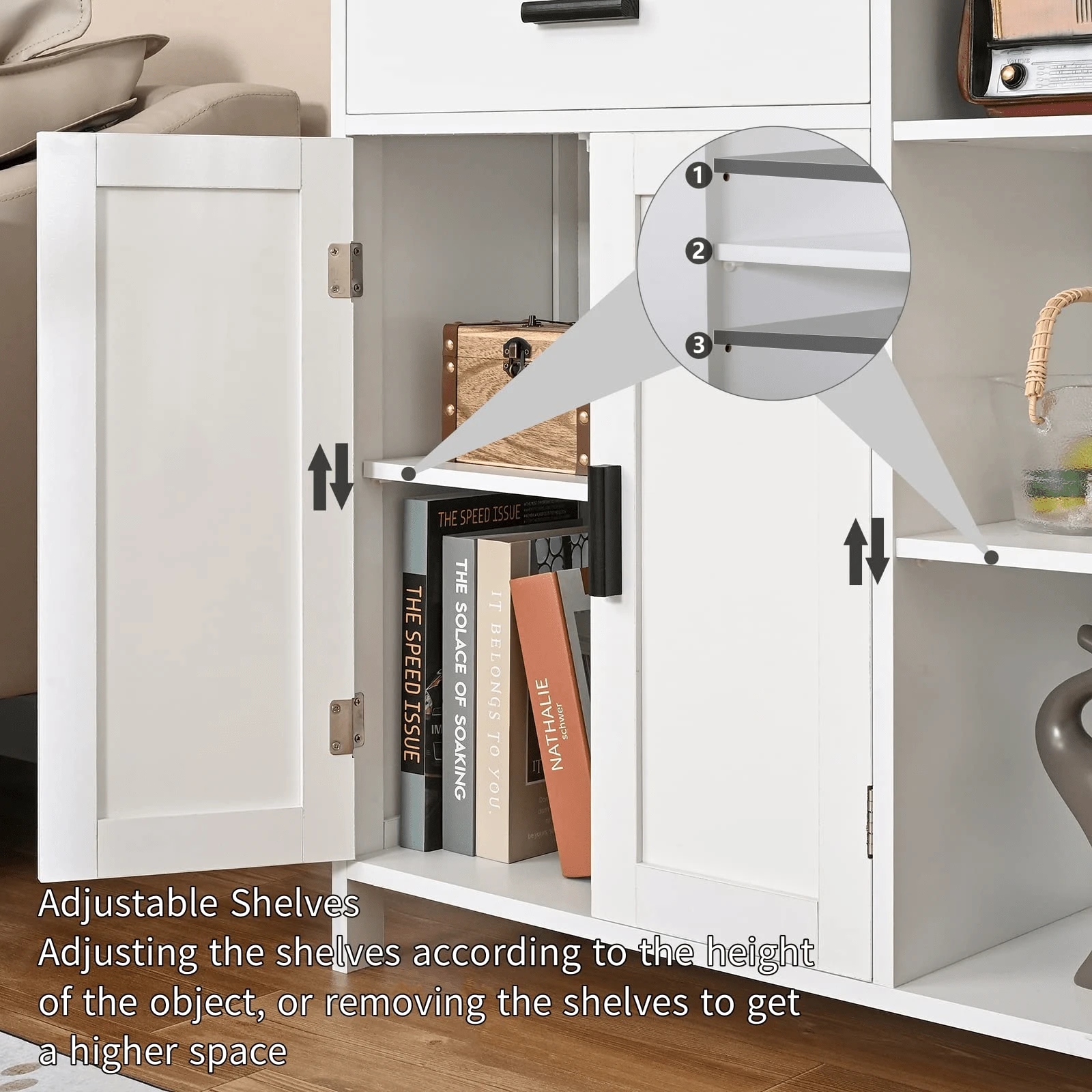 Storage Cabinet with Doors and Shelves, Floor Storage Cabinet with ...