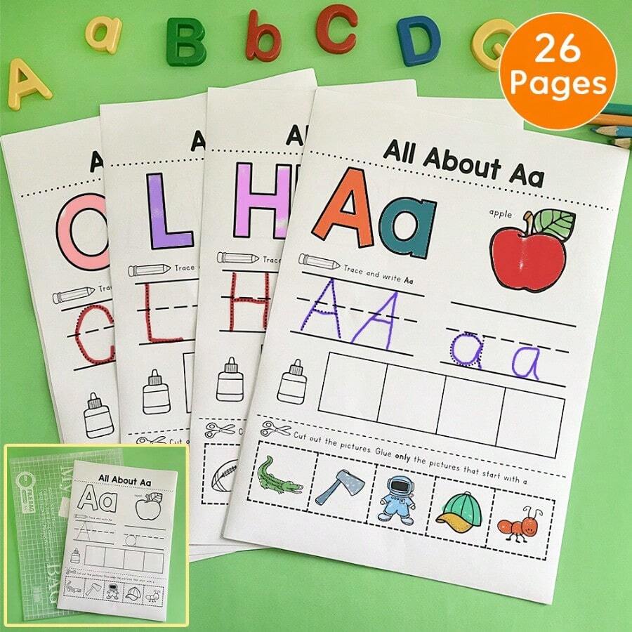 26 Alphabet Worksheets Hand Writting Letters From-A-to-Z Practice Paper ...